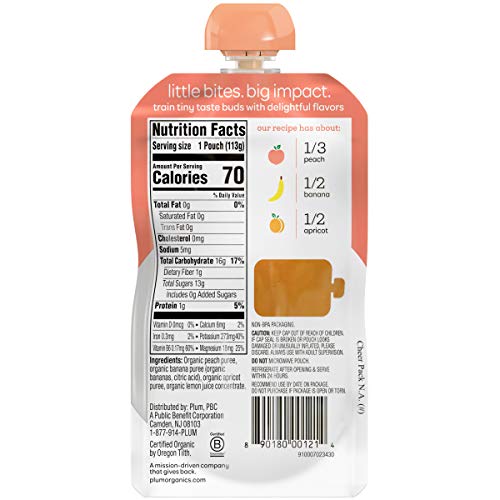 Plum Organics Baby Stage 2 Food, Peach, Banana and Apricot, 4 Ounce (Pack of 6)