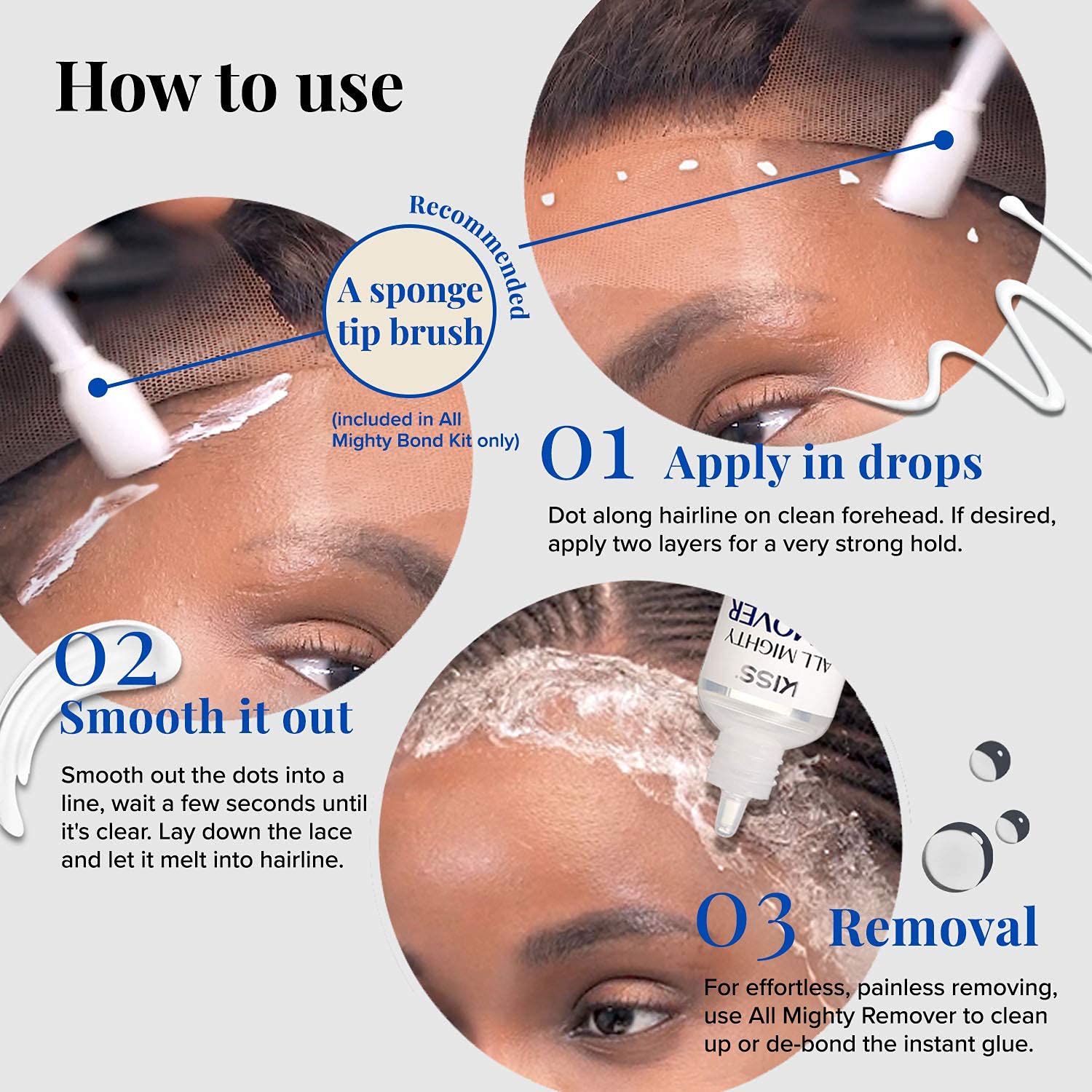 Red by Kiss All Mighty Lace Front Wig Remover- Gentle Foaming Solvent, Protect Your Edges, No Harmful chemicals 60mL (2.03 fl OZ)- KAMR01 (Remover)