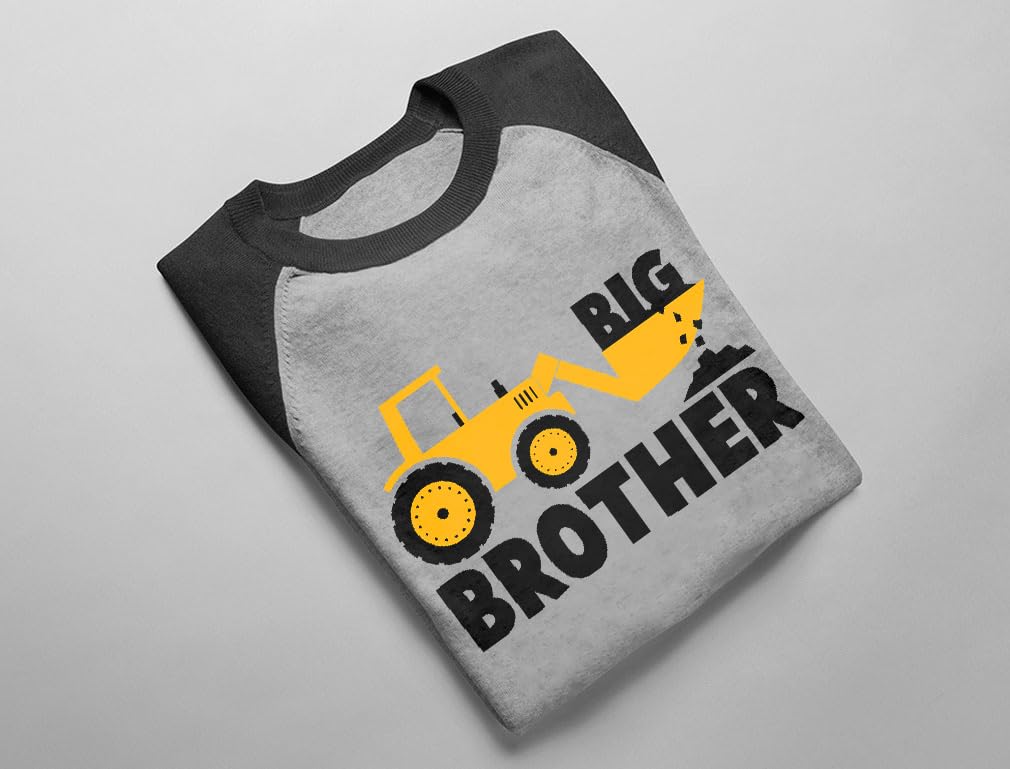 Tractor Construction Big Brother Shirt Sibling Boys Toddler Kids 3/4 Sleeve Baseball Jersey T-Shirt 3T Dark Gray