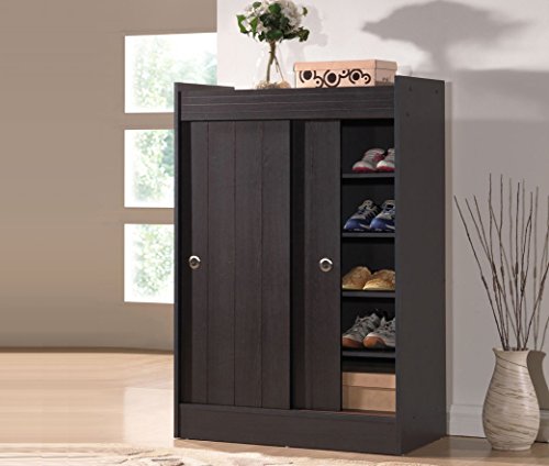 Baxton Studio Shoe-Rack Cabinet, Espresso