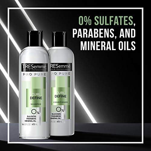 TRESemmé Pro Pure Conditioner Silicone-Free for Curly Hair Pro Pure Curl Define 0% Silicones, Parabens, and Mineral Oils and Dyes, 16 Fl Oz (Pack of 4)