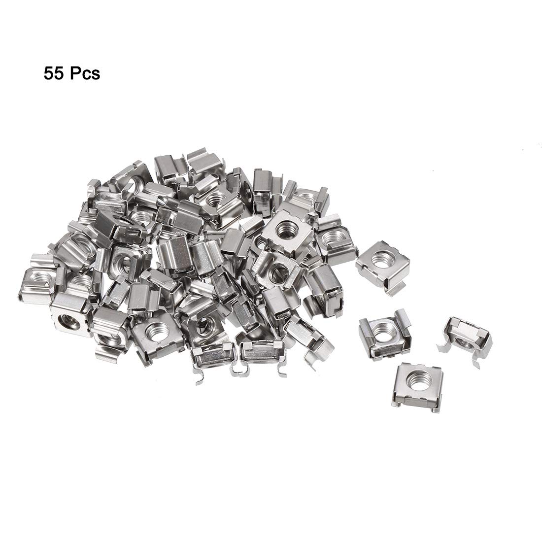 uxcell 55 Pack, M5 Cage Nut, Carbon Steel Nickel Plated for Server Shelf Cabinet