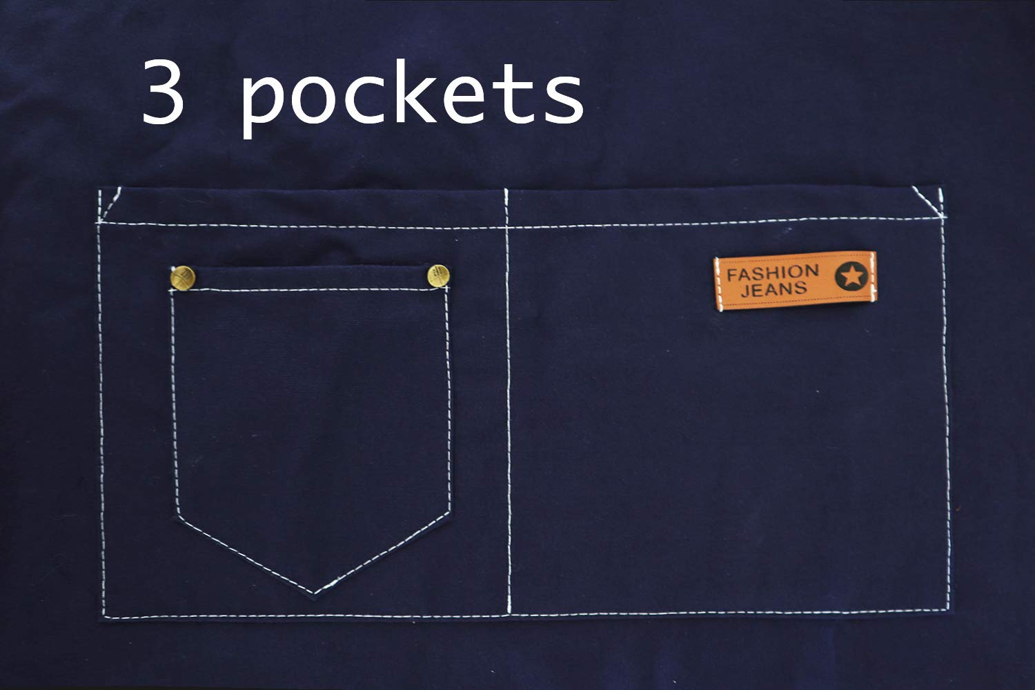 Adjustable Canvas Bib Apron With 3 Pockets Cooking Kitchen Artist Apron For Women Men (Blue)