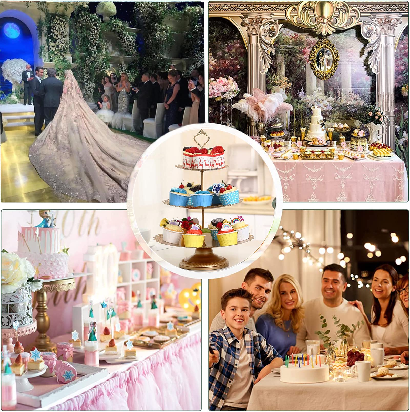 9Pcs Dessert Table Decorations Stands,Cake Stands for Dessert Table,Metal Gold Cake Stand Set for Wedding Graduation Party Dessert Table Baby Shower Birthday Anniversary Christmas
