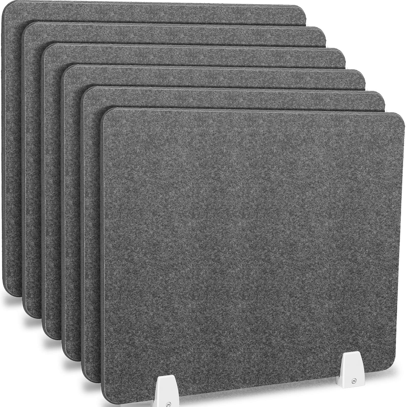 6 Packs Desk Divider Privacy Panel 20 x 24 Inch Acoustic Freestanding Desktop Partition Desk Dividers for Office Student Test Dividers Sound Proof Dividers Reducing Noise Visual Distractions (Gray)