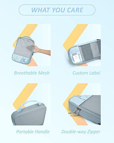 Compression Packing Cubes for Suitcases, BAGSMART 4 Set Travel Organizer Cubes for Travel Essentials, Expandable Luggage Suitcase Organizer Bags Set, Lightweight Packing Organizers as Travel Accessories for Women / Men