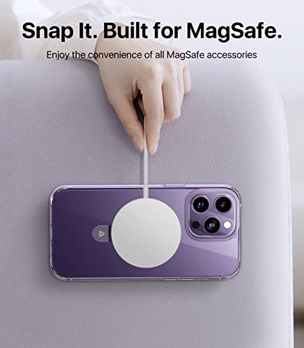 andobil for iPhone 14 Pro Max Clear Case with Magnetic Ring [Compatible with MagSafe] [Military Grade Protection] Invisible Strong Magnet Stand, EasyRelax Kickstand Case, (Non-rotatable), Clear