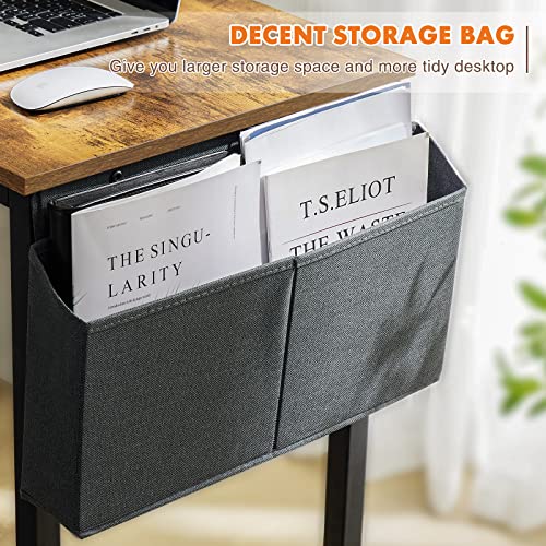Computer Desk Small Office Desk 40 Inch Writing Desks Small Space Desk Study Table Modern Simple Style Work Table with Storage Bag Headphone Hook Wooden Tabletop Metal Frame for Home, Bedroom