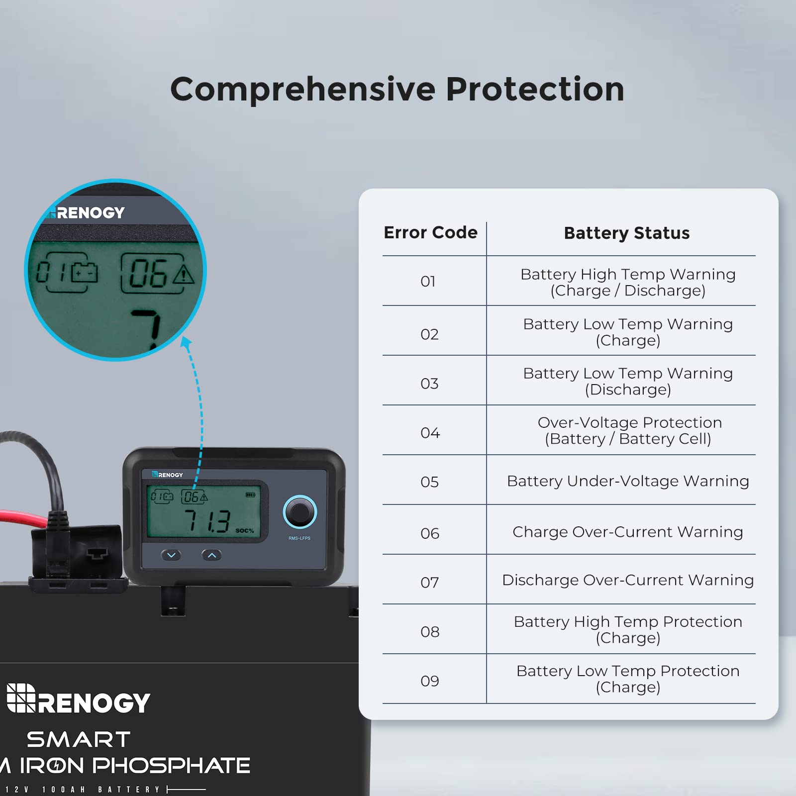 Renogy Monitoring Screen for Smart Lithium Battery Series,Black
