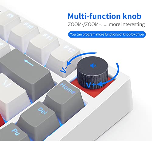 BOYI GK75 Tri-Mode 75% Keyboard with Knob Hot Swappable RGB Gaming Keyboard,2.4Ghz/Bluetooth 5.0/Wired Keyboard 80 Keys Programmable Mechanical Keyboard(Skyloong Red Switch,Cool-Red Theme)