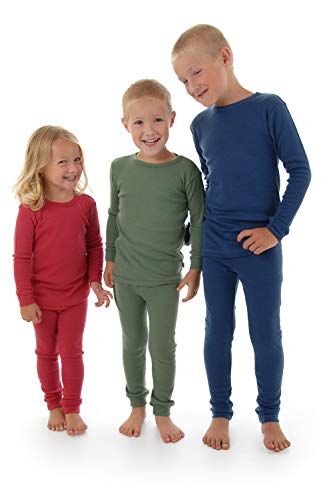 Simply Merino Pure Wool Kids Thermal Underwear Pajama Set, Natural & Organic Warm Base Layer Long Johns, Toddler & Infant Unisex Sleepers, Green, 2T