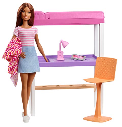 Barbie Doll and Furniture Set, Loft Bed with Transforming Bunk Beds and Desk Accessories, Gift Set for 3 to 7 Year Olds
