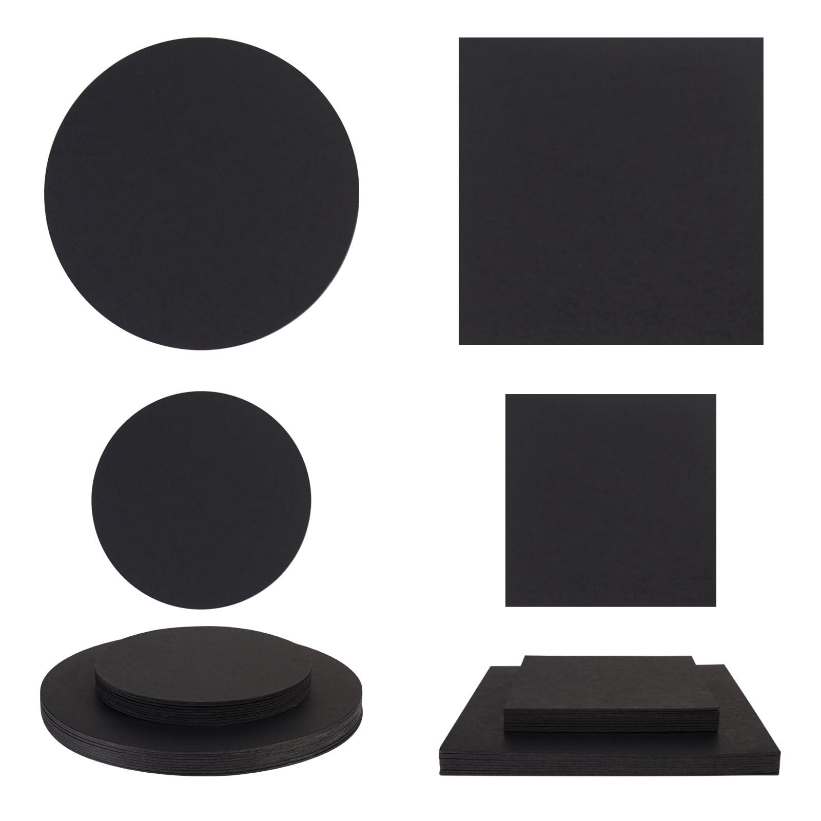 36 Pieces Round Blank Cards Cardstock Thick Cards Small Round Art Paint Board for Mandala Painting DIY Coasters Painting Writing and Decorations (Black, Diameter-6 and 4 in)
