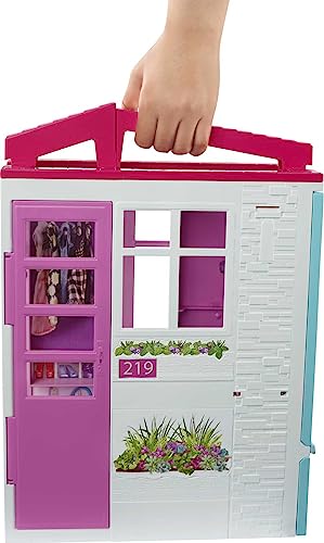 Barbie Doll House, Portable Playset with Carrying Handle and Accessories, Kitchen, Bedroom, Bathroom and Patio Pool (Amazon Exclusive)