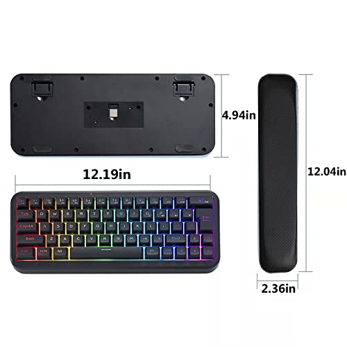 60% Wireless Gaming Keyboard,Portable 2.4G Rechargeable RGB Computer Keyboards,Compact Retro Typewriter 63 Keys Keyboard with Detachable Wrist Rest for Windows Mac PC Xbox PS4 Gamers