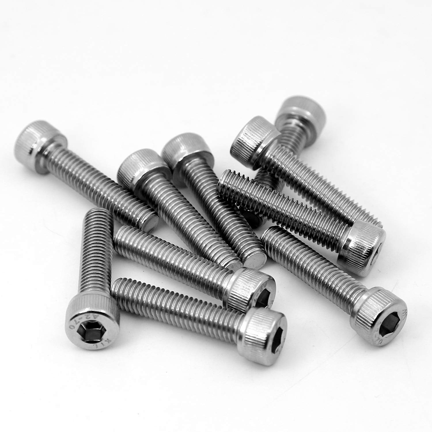 M6-1.0 x 65mm Socket Head Cap Screws Metric, Allen Socket Drive, 304 Stainless Steel (A2-70), Full Thread, Bright Finish, Machine Thread, Quantity 10