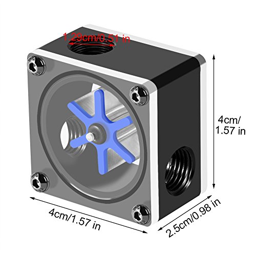 G1/4 Thread 6 Impeller 3 Ways Flow Meter Indicator Computer Flow Meter Water Flow Meter for PC Computer Water Cooling System, Easy to Install and Use (3 Ways)