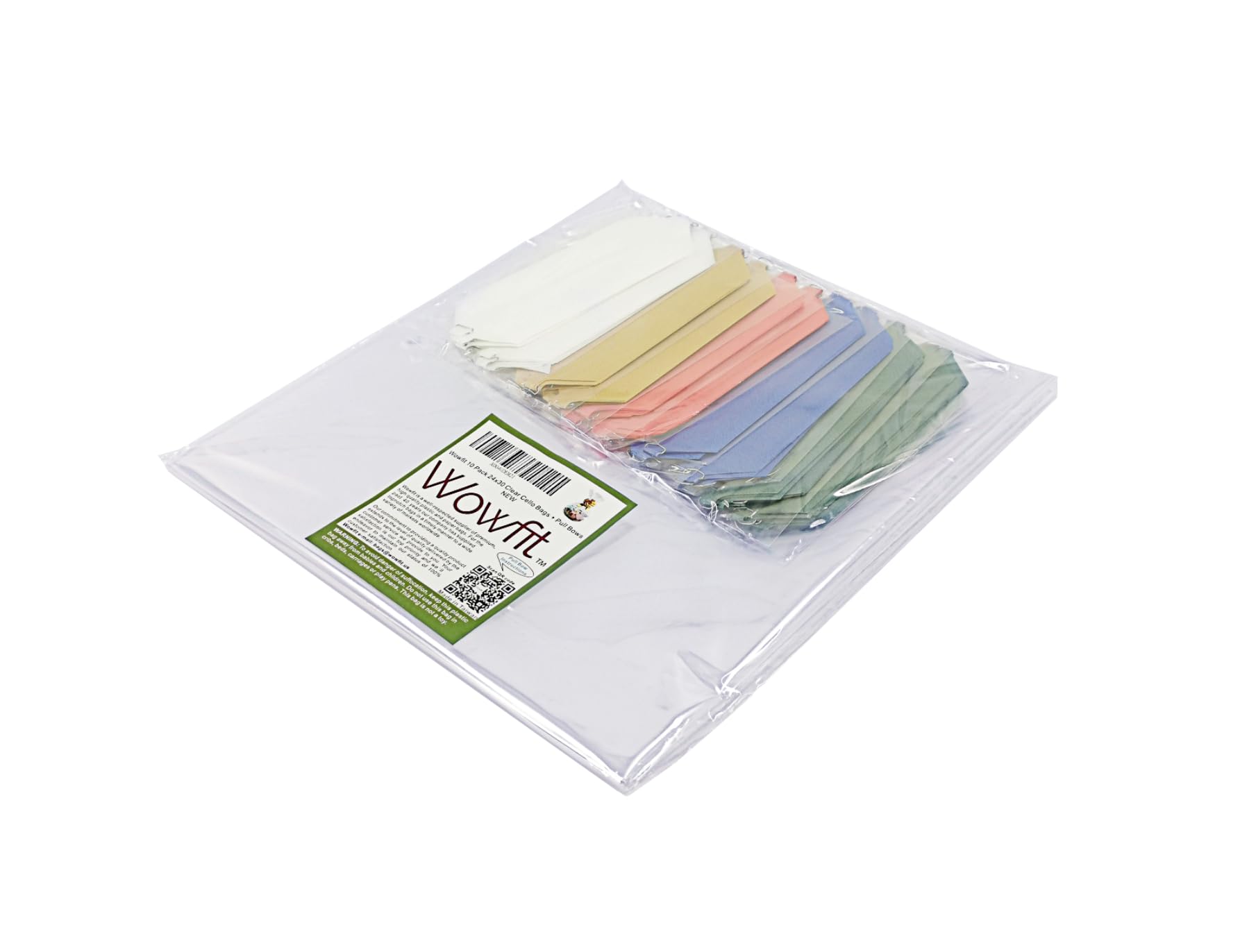 Wowfit Cello Bags with Gift Wrap Bows,10 CT 24x30 Clear Cellophane Bags wiht 6" Pull Bows Perfect for Gift Baskets, Presents, Weddings, Bridal/Baby Showers