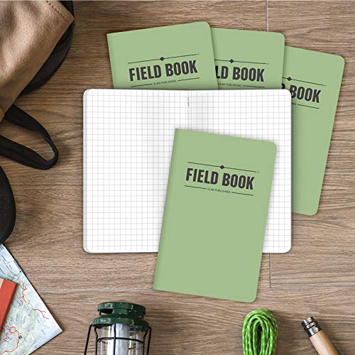Elan Publishing Company Field Notebook/Pocket Journal - 3.5"x5.5" - Green - Graph Memo Book - Pack of 5