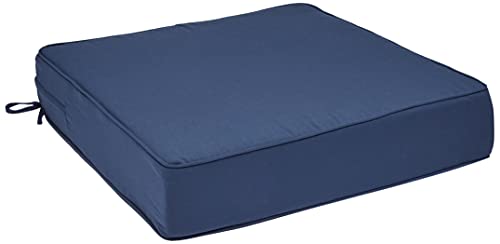 Amazon Basics Deep Seat Outdoor Patio Seat and Back Cushion Set 25 x 25 x 5 inches and 28 x 22 x 5 Inches, Insignia Blue