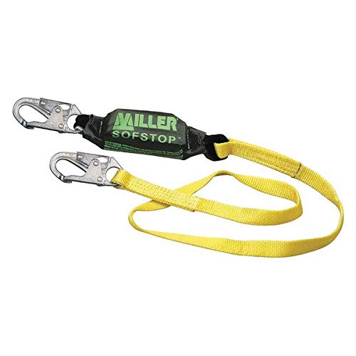Shock Absorbing Lanyard, 4 ft, 310 lb. Weight Capacity, Yellow