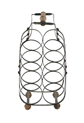 Deco 79 Metal Handled 6 Bottle Wine Rack, 8" x 7" x 16", Black