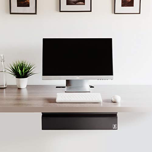 Stand Steady Attachable Under Desk Drawer | Pull-Out Storage Organizer with Smooth Sliding Tracks | Spacious Storage Drawer Easily Mounts to Desks and Workstations (Black / 17.5 x 11.5)