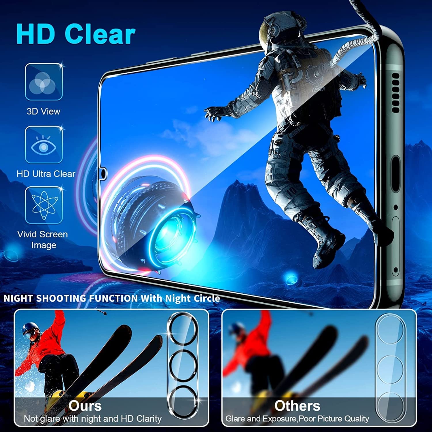 Arshek [4+3 Pack] for Samsung Galaxy S23 Glass Screen Protector, 9H Tempered Glass, Ultrasonic Fingerprint Compatible, HD Clear Case Friendly for Samsung S23 Screen Protector 5G