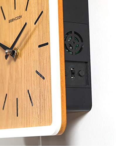 SHISEDECO Modern Cucu Wall Clock Striking Small Cute Bird, Natural Bird Voices or Cuckoo Call, Simple Fashion Wood Creative Pendulum Clocks, Unique Home Decoration for Living Room, Kitchen. (White)