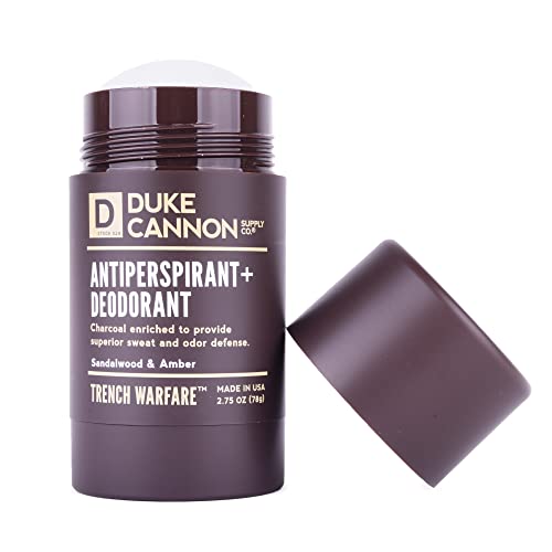 Duke Cannon Supply Co. Trench Warfare Antiperspirant & Deodorant for Men Sandalwood&Amber Multi-Pack - Enriched with Activated Charcoal, Maximum Strength for Sweat & Odor Protection, 2.75 oz (3 Pack)