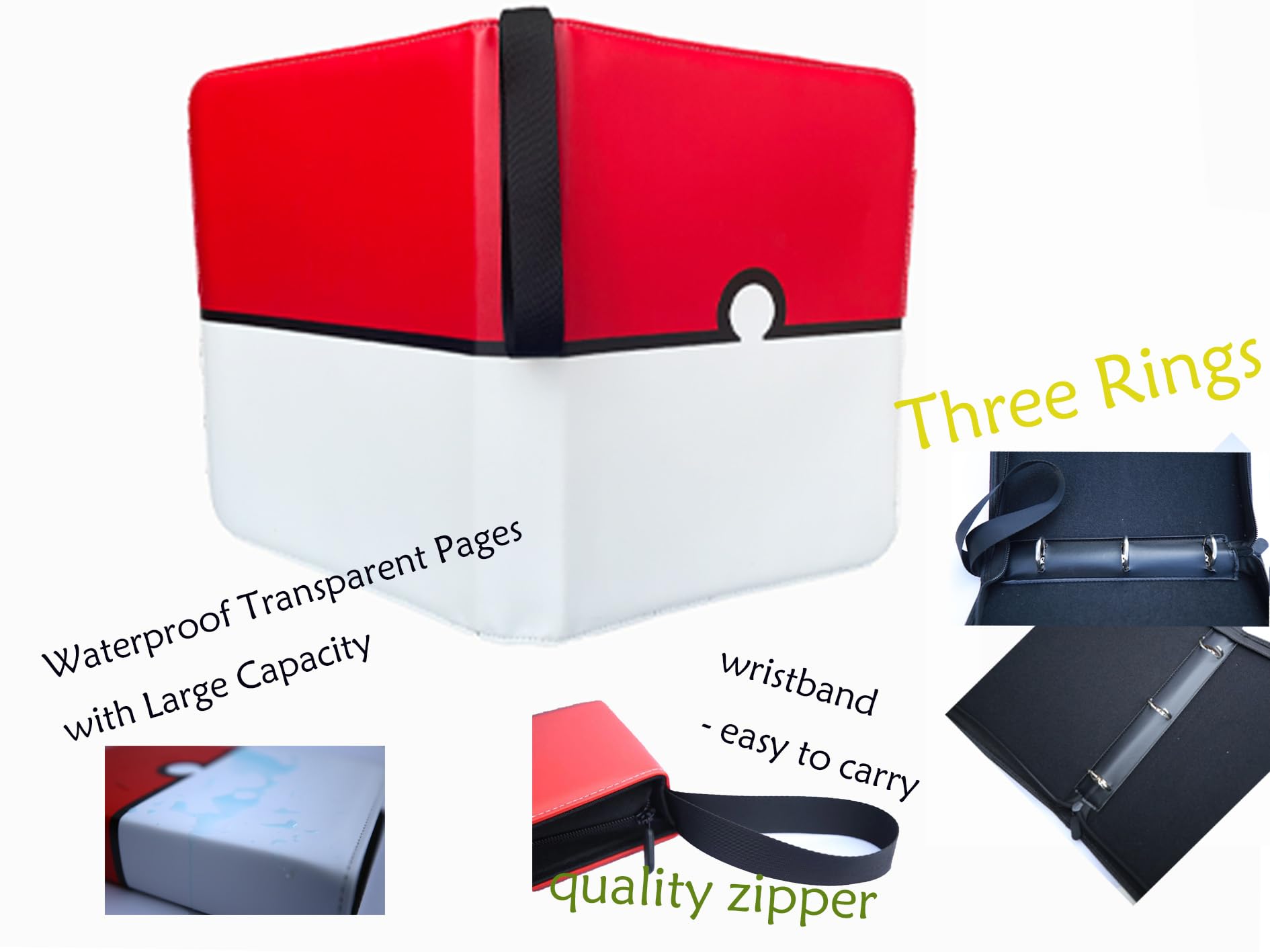 Binder for Pokemon Card Binder of 400 Card Collection/4 Pocket Card Binder/Trading Card Binder/Card Album with Zipper, 50 Sheets