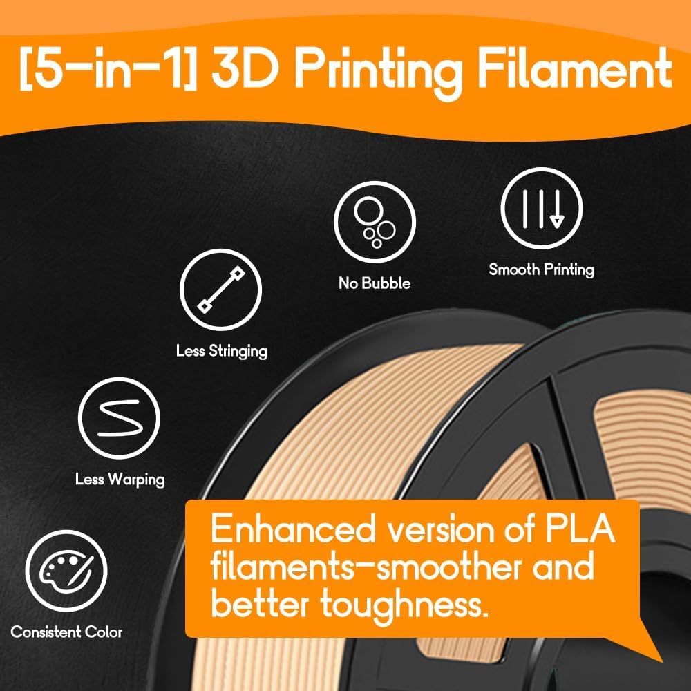 Wellshow/SunTop Wood PLA 3D Printer Filament 1.75mm, After-Sales Service, PLA Woodlike Filament, 15% Wood Powder Added, 1kg(2.2lbs) Spool