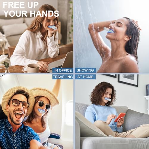 MySmile Teeth Whitening Kit with LED Light, 3 Non-Sensitive Teeth Whitening Gel and Tray, Deluxe 10 Min Fast-Result Carbamide Peroxide Teeth Whitener, Help Remove Teeth Stain from Coffee