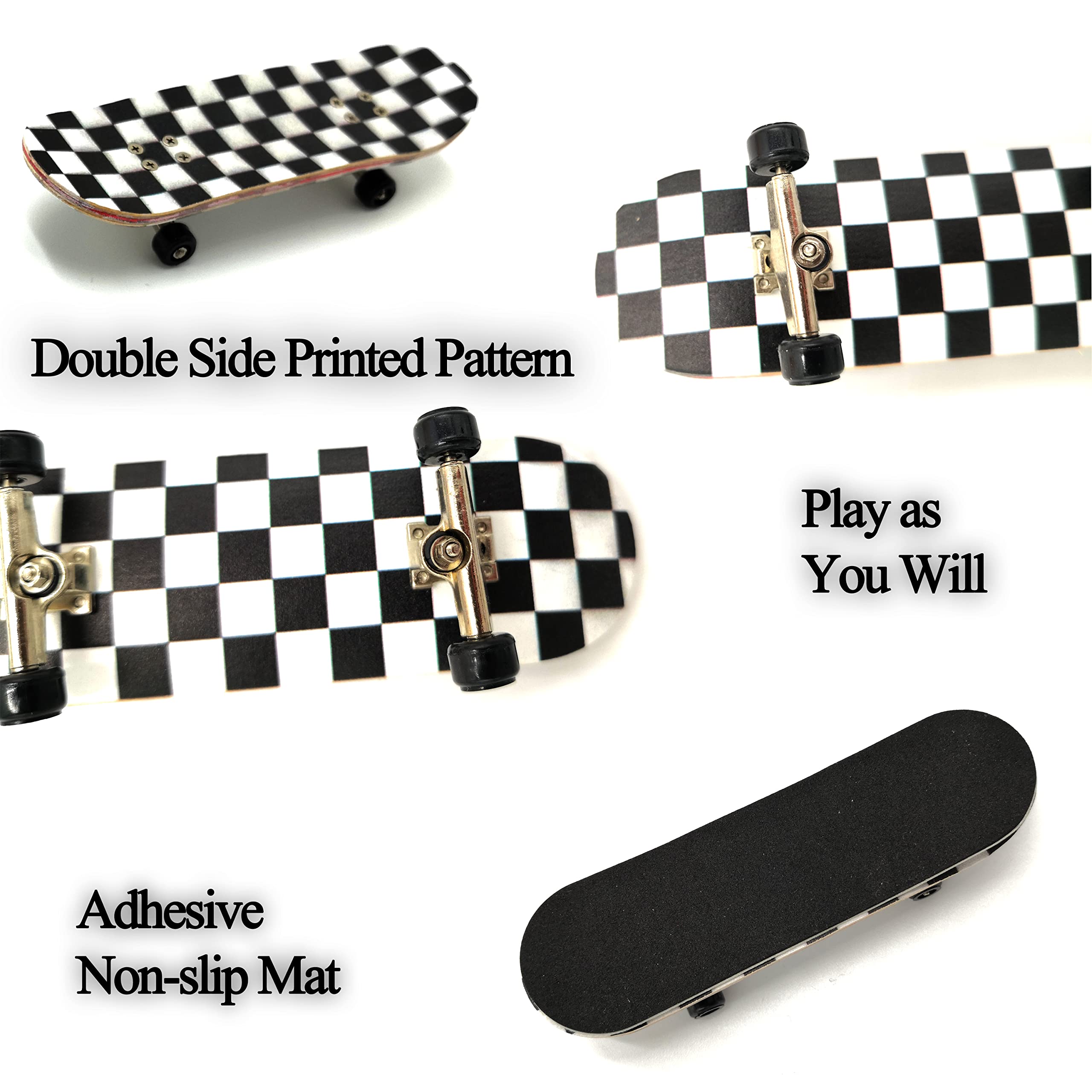 BMARLF Wooden Fingerboard Alloy Frame Finger Skateboards Bearing Wheel Finger Board Fashion Pattern Finger Boards 30mmx100mm