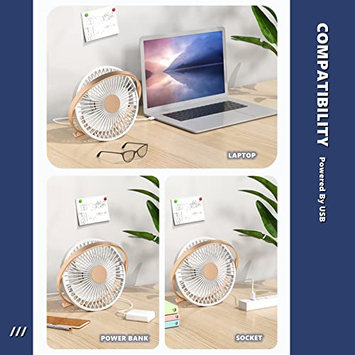 Chchmu USB Desk Fan Mini Desktop Table Fans 2 Speed Personal Quiet Fan with Strong Airflow Portable Cooling Fan with Head Adjustable for Home Bedroom Dormitory Office Table & Desktop, Gold