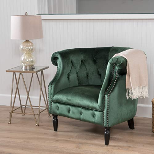Christopher Knight Home Akira Velvet Club Chair, Emerald 29.6D x 33W x 30.25H in