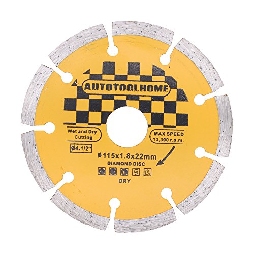 AUTOTOOLHOME 4 1/2-inch Diamond Saw Blade Angle Grinder Cutting Wheel Dry or Wet Grinding Disc Masonry Brick Concrete Ceramic Tile Cut Off Wheels