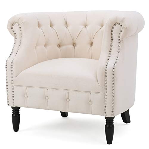 Christopher Knight Home Akira Fabric Club Chair, Beige 33D x 29.6W x 30.25H in