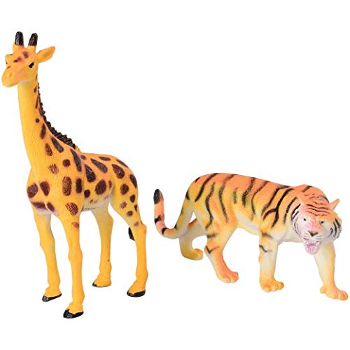 Constructive Playthings Set of 10 Vinyl Jungle Animals Accurately Scaled and Colored with a 4 1/2" T. Giraffe for Ages 3 Years and Up
