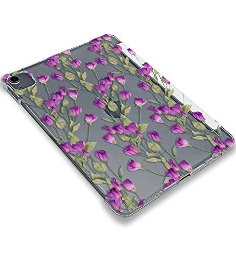 Cute Purple Flowers Kawaii case Compatible with iPad Mini Air Pro 7.9 8.3 9.7 10.2 10.9 11 12.9 inch Pattern Cover New 2022 2021 Trifold Stand 3 4 5 6 7 8 9 Generation 527 (9.7" 5/6 gen)