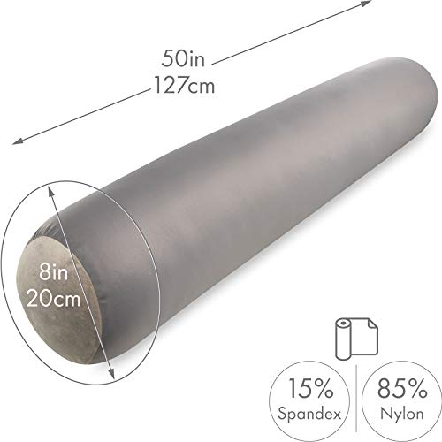 Straight Body Pillow, Full Size Premium Microbead,Side Sleeping / Maternity Pregnant Women, Supportive ,Fluffy, Breathable, Cooling, 85/15 spandex/nylon Silky Feel Anti-Aging - 48 X 8 - Stone Grey