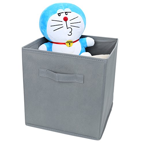 EZOWare Set of 12 Foldable Basket Bin Collapsible Storage Cube for Nursery, Kids Toys Organizer, Shelf Cabinet - (Pale Dogwood + Gray)