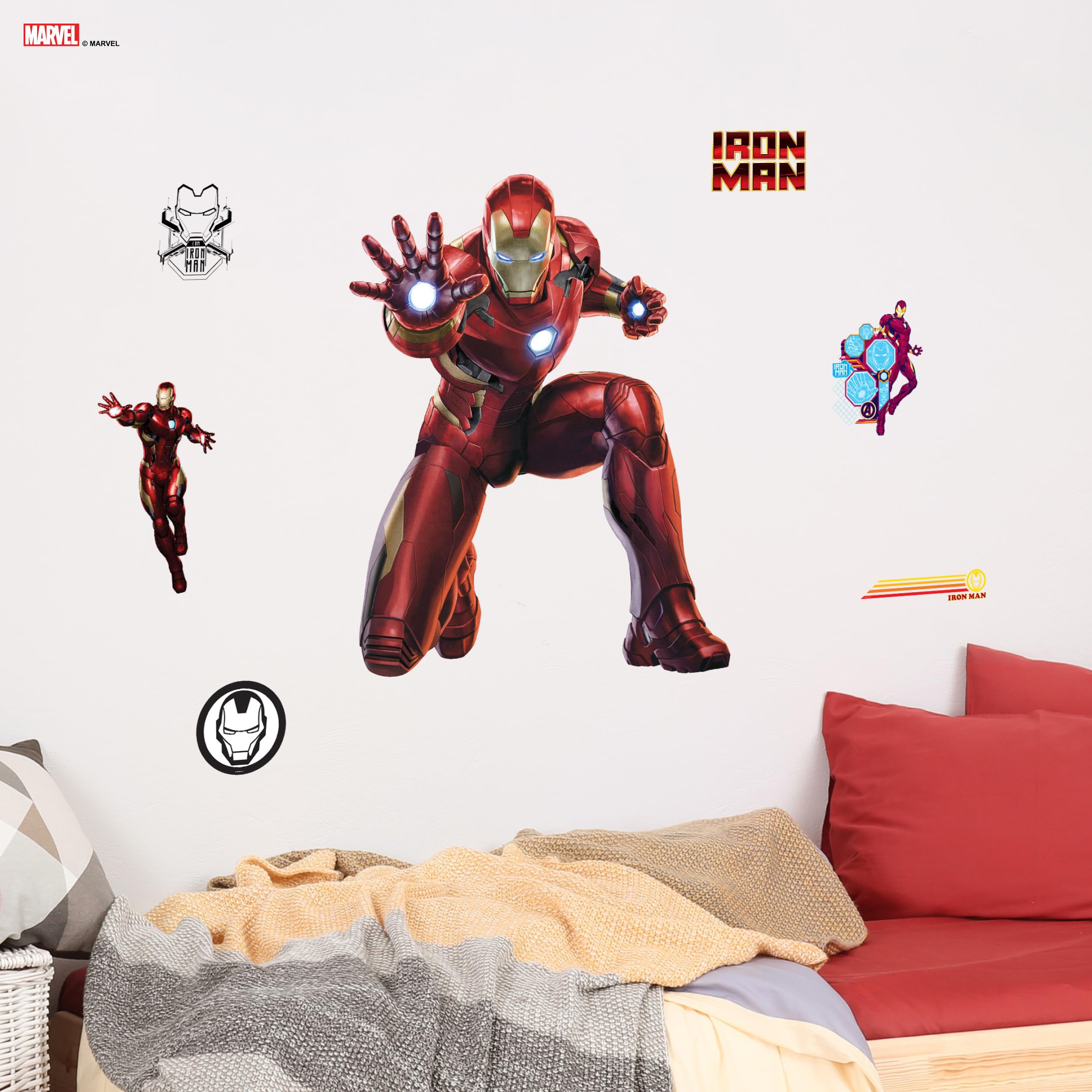 Wall Palz Marvel Iron Man Wall Decal - Iron Man Wall Stickers with 3D Augmented Reality Interaction - 24" Iron Man Bedroom Decor - Marvel Legends Wall Decor