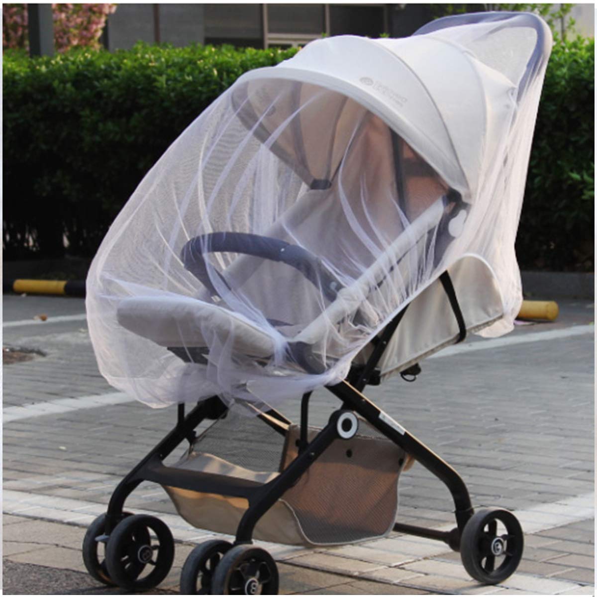 Strollers Net for Strollers Carriers Car Seats Cradles, Large, Elastic, Breathable Lasting Infant Insect Shield Netting (White)