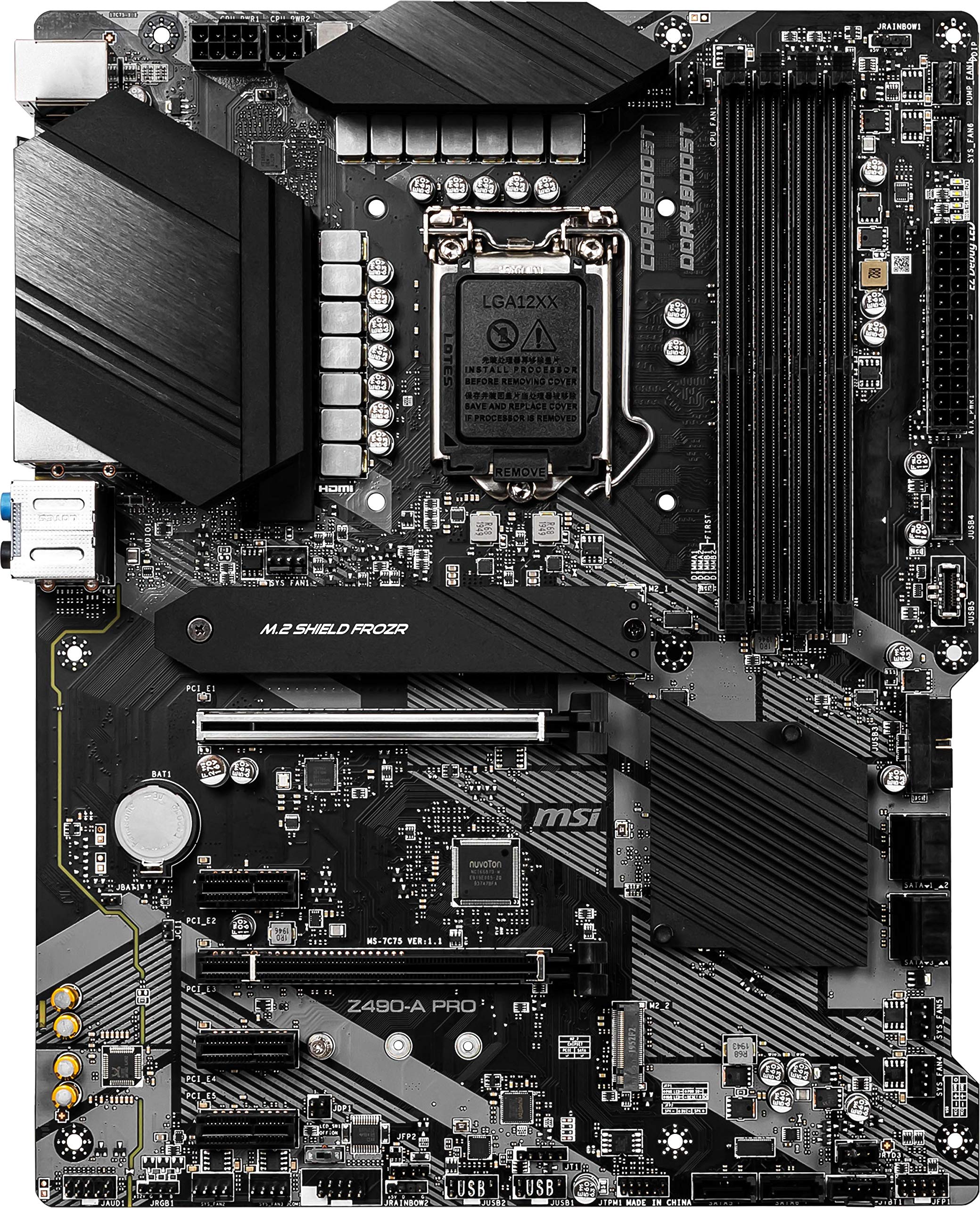 MSI Z490-A PRO ProSeries ATX Motherboard (10th Gen Intel Core, LGA 1200 Socket, DDR4, Dual M.2 Slots, USB 3.2 Gen 2, 2.5G LAN, DP/HDMI)