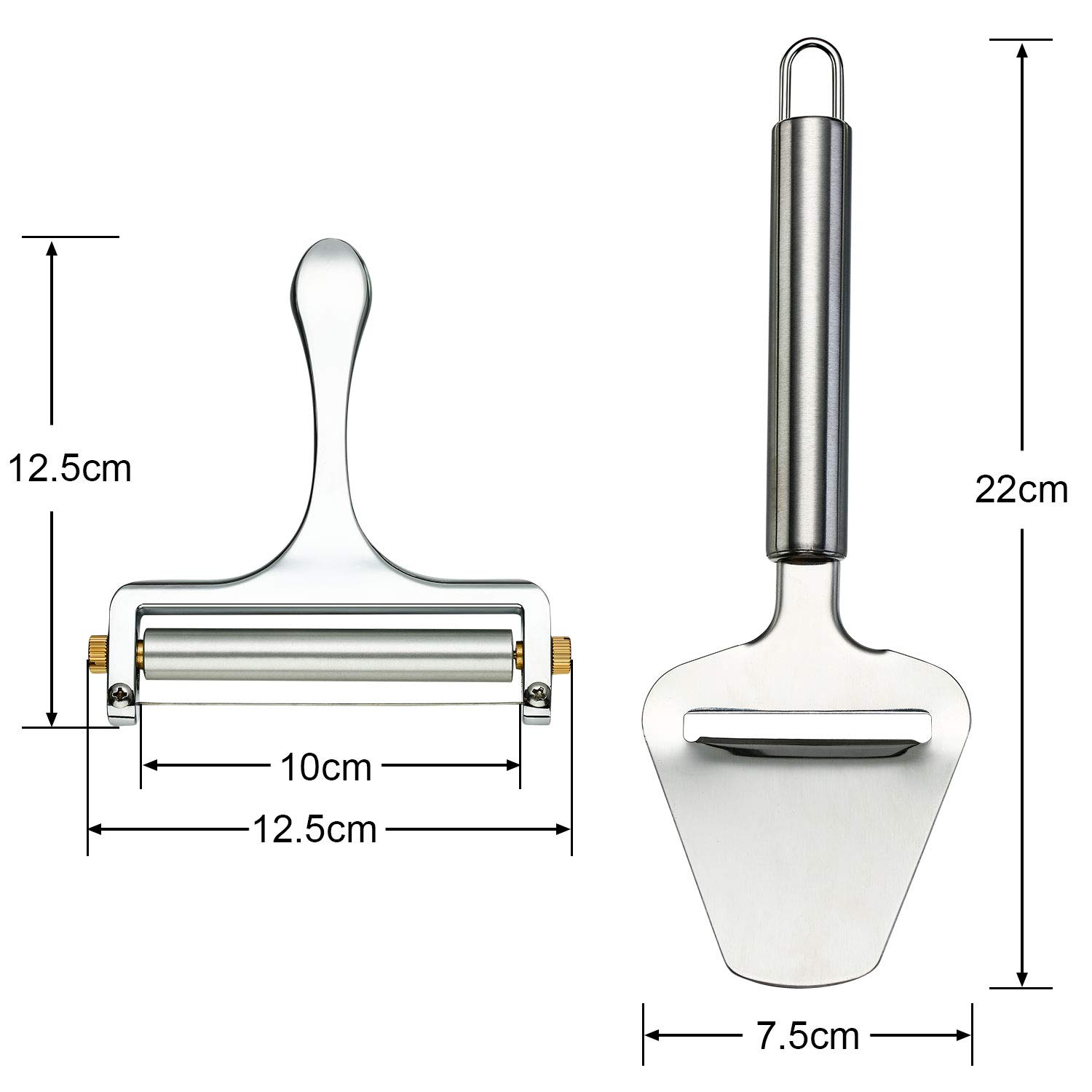 Mudder 2 Pieces Cheese Cutter,Adjustable Thickness Stainless Steel Wire Cheese Slicer with Cheese Plane Tool for Soft, Semi-Hard, Hard Cheeses Kitchen Cooking Tool for Kitchen Cooking