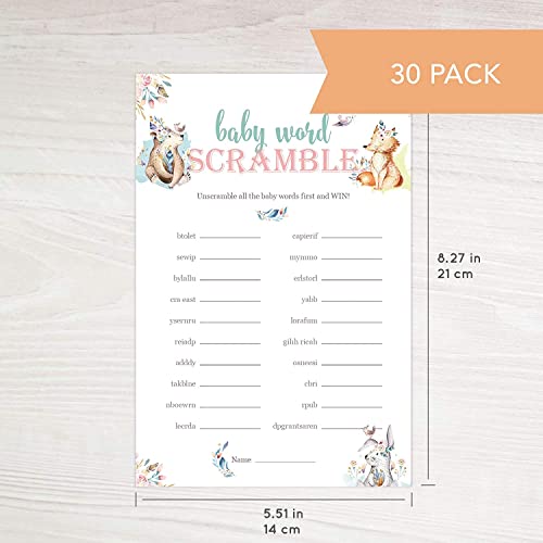 30 Woodland Invitations with Diaper Raffle and Books for the Baby Cards