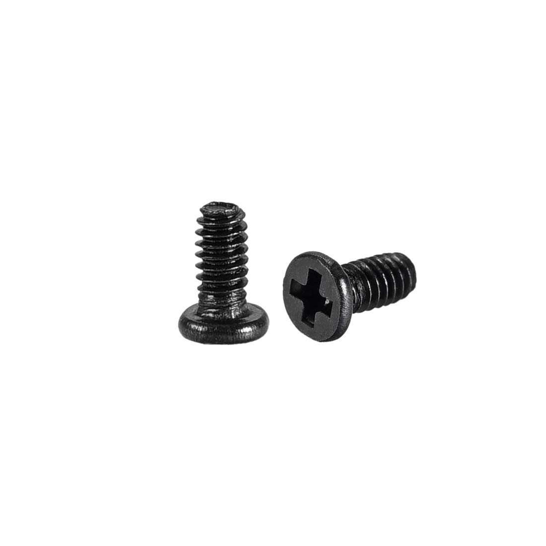 uxcell M1.4x3mm Phillips Screw Fastener Black 2.5mm Dia Screw Head for Laptop PC TV Fan Switch 100pcs