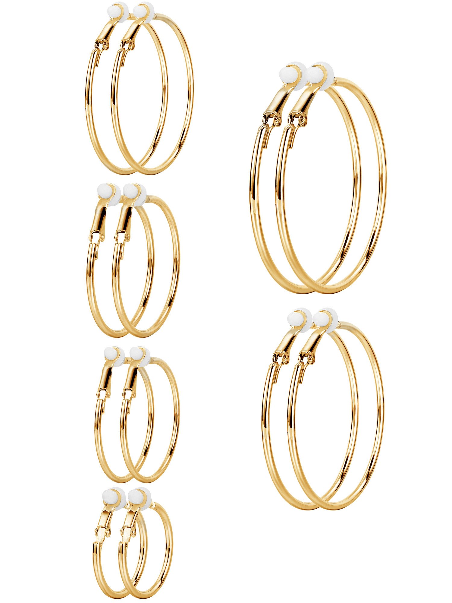 6 Pairs Earrings Clip On Earrings Non Piercing Earrings Set for Women and Girls, 6 Sizes (Gold Color)