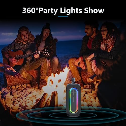 AWEI Loud Bluetooth Speakers, 40W Deep Bass Portable Wireless Speaker, Build-in MIC, IPX7 Waterproof with Dynamic RGB Light, Outdoor Bluetooth Speaker Via Bluetooth 5.3/3.5mm Aux-in/TF Card Connection